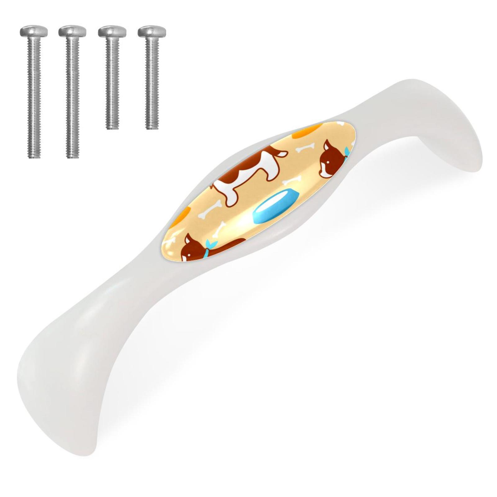 Dog and Bones Knob 4 Pack Arched Drawer Pulls Crystal Glass White Knobs ...