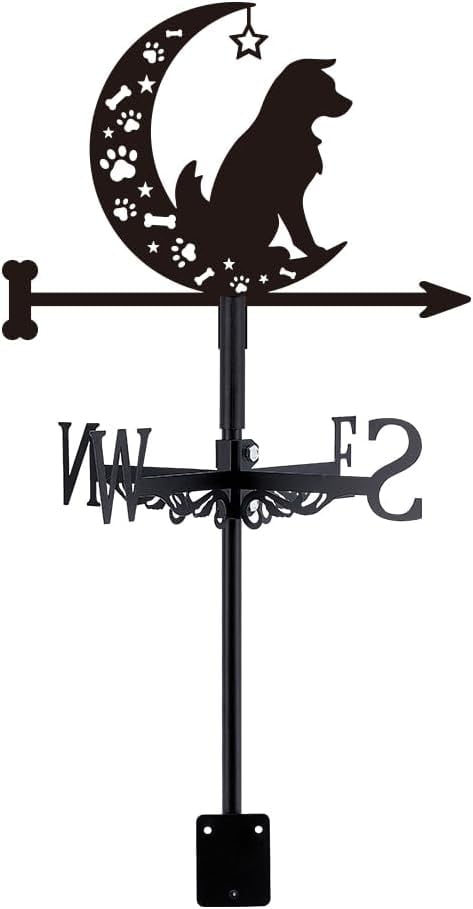 Dog and Moon Weather Vane Stars Wind Vanes for Yard Animal Metal ...