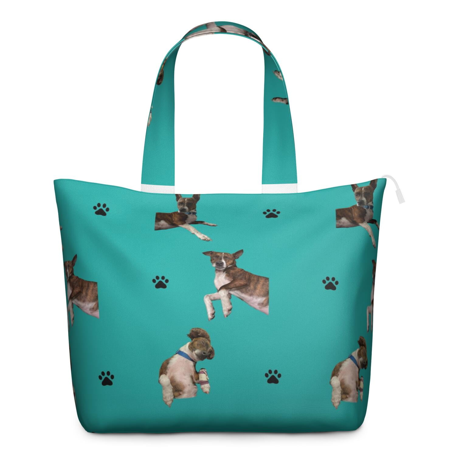 Dog and Paw Print Travel Tote, Cute Puppy Pattern Duffel, Lightweight ...