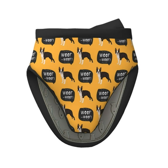 Dog boston terrier woof yellow Oven Mitts Heat Resistant, Soft Lining ...