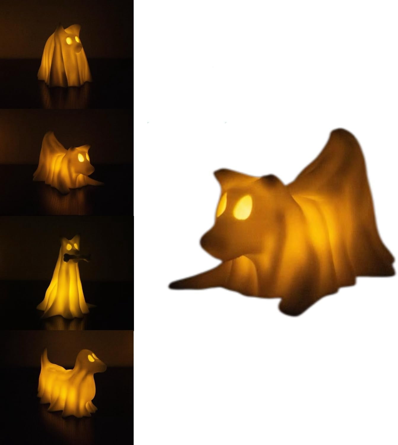 Dog ghost decor，ghost dog halloween decoration，Ghost Dogs with LED Tea ...