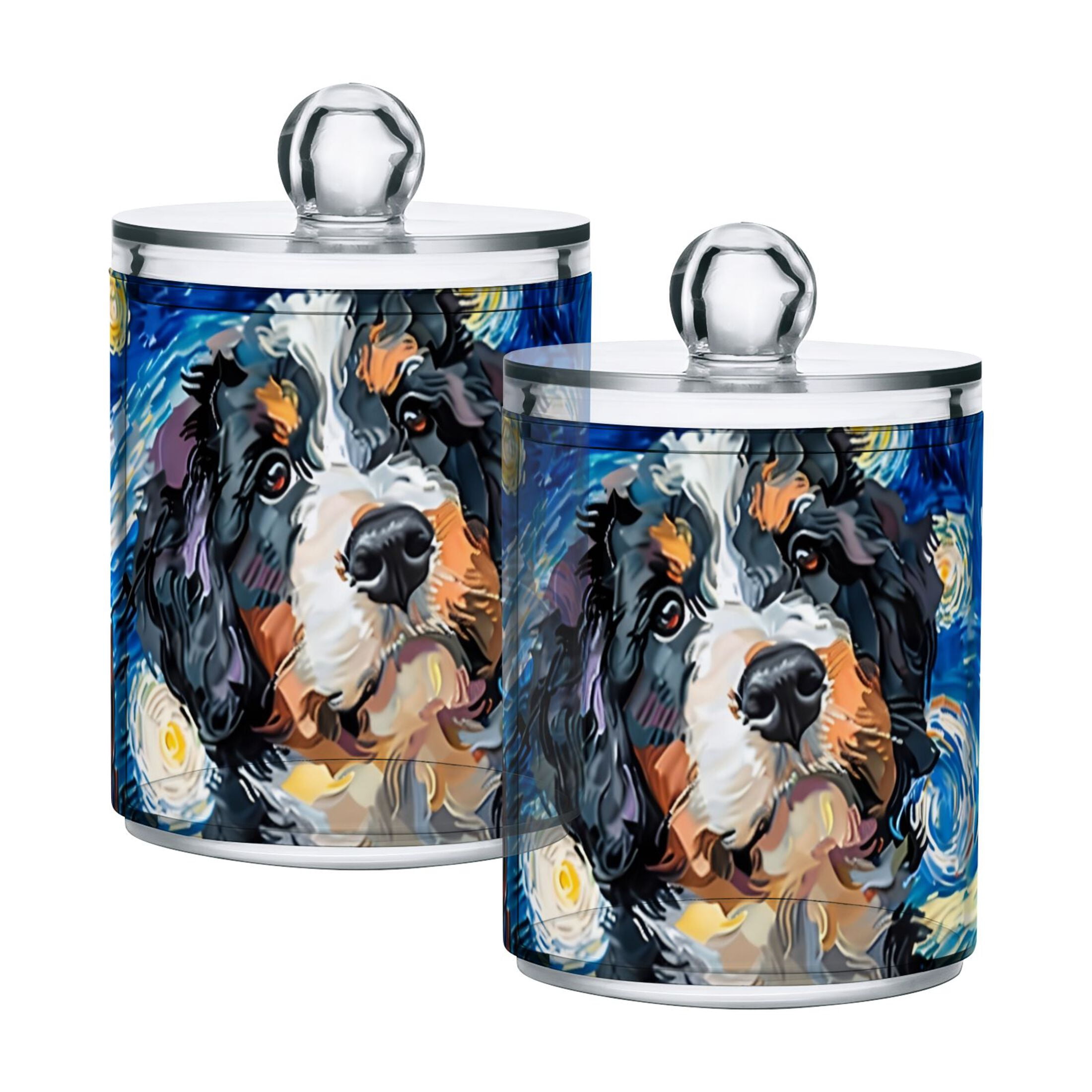 Dog in Starry Night Translucent Plastic Cans Storage Canisters with Lid ...