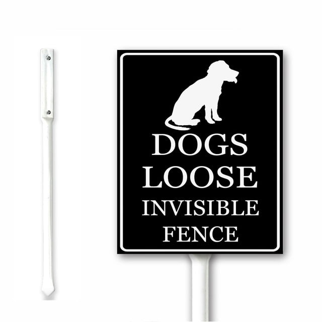 Dog loose Invisible Fence Yard Sign, Beware of Dog Sign, Dog Warning ...