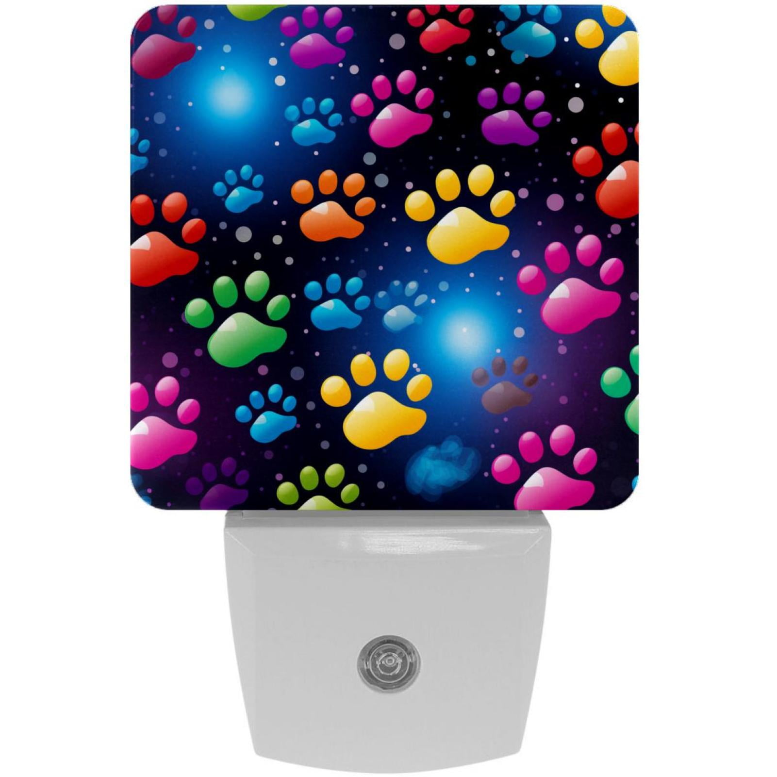 Dog paw prints LED Square Night Lights - Bright and Compact Bedroom or ...