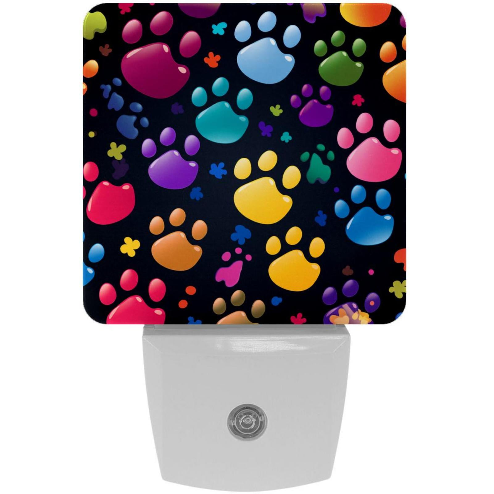 Dog paw prints LED Square Night Lights - Energy Efficient Bedside Lamp ...