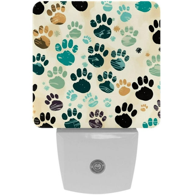 Dog paw prints LED Square Night Lights - Modern Design, Soft Glow ...
