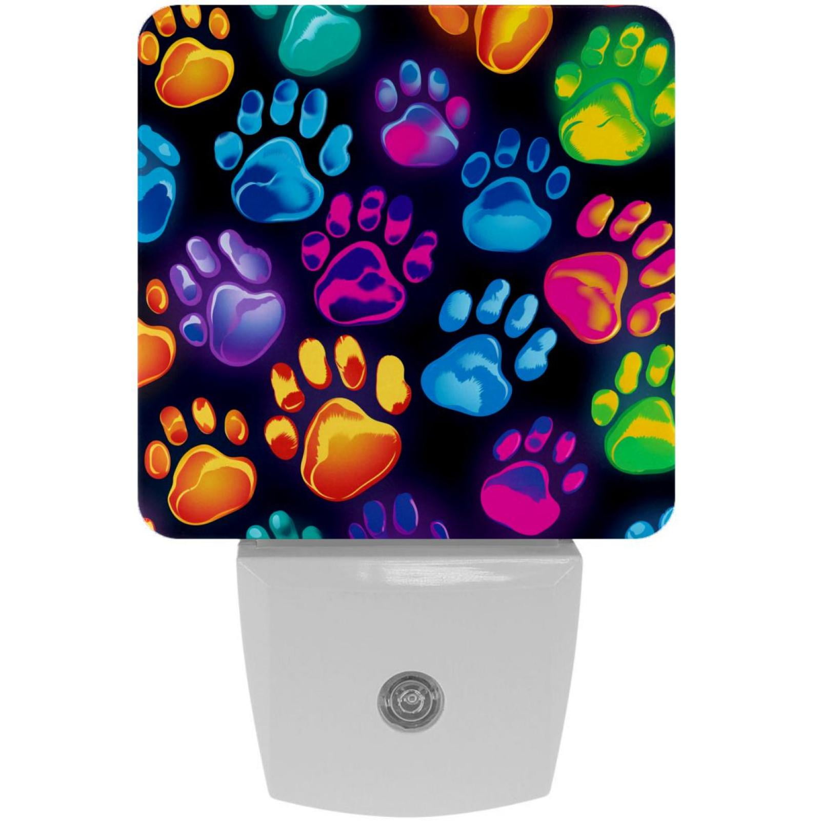 Dog paw prints LED Square Night Lights - Modern and Versatile Plug-in ...