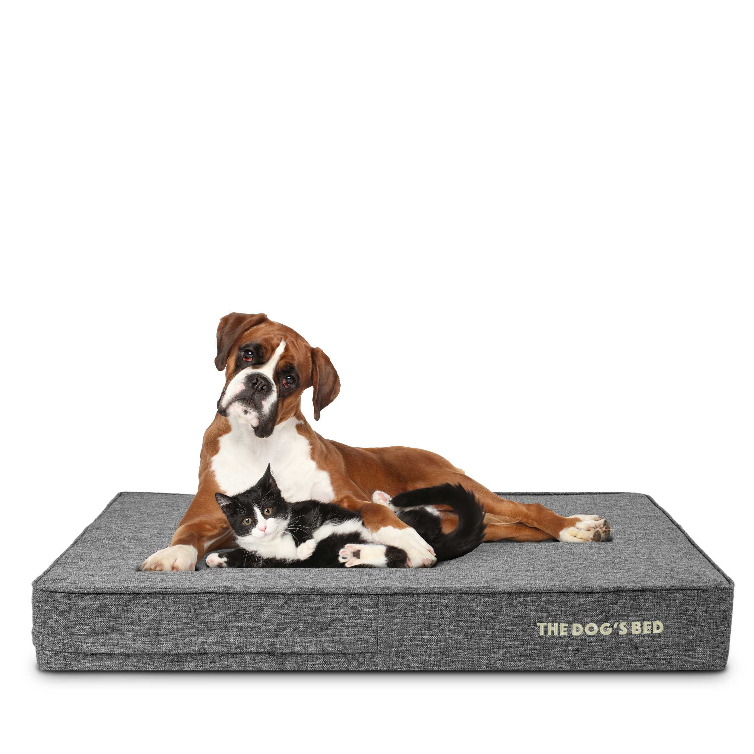 The Dog’s Bed Orthopedic Memory Foam Dog Bed, XL Grey Linen 46x28, Pain ...