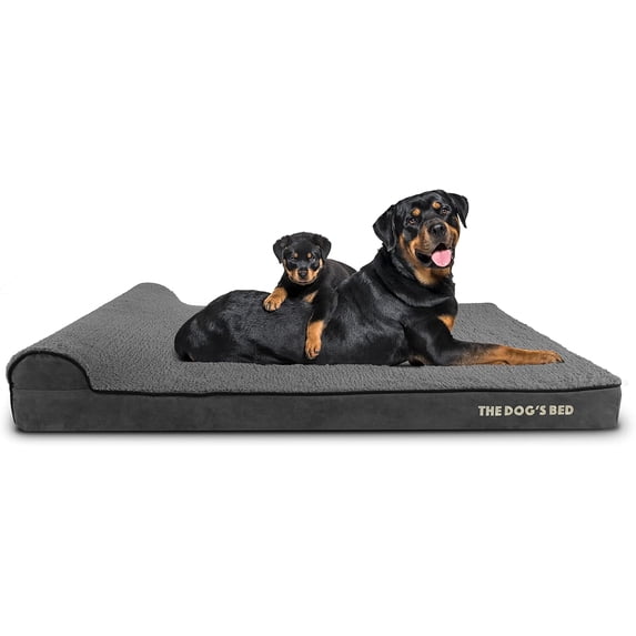 Dog\u2019s Bed Orthopedic Headrest Dog Bed Large Black Plush Memory ...