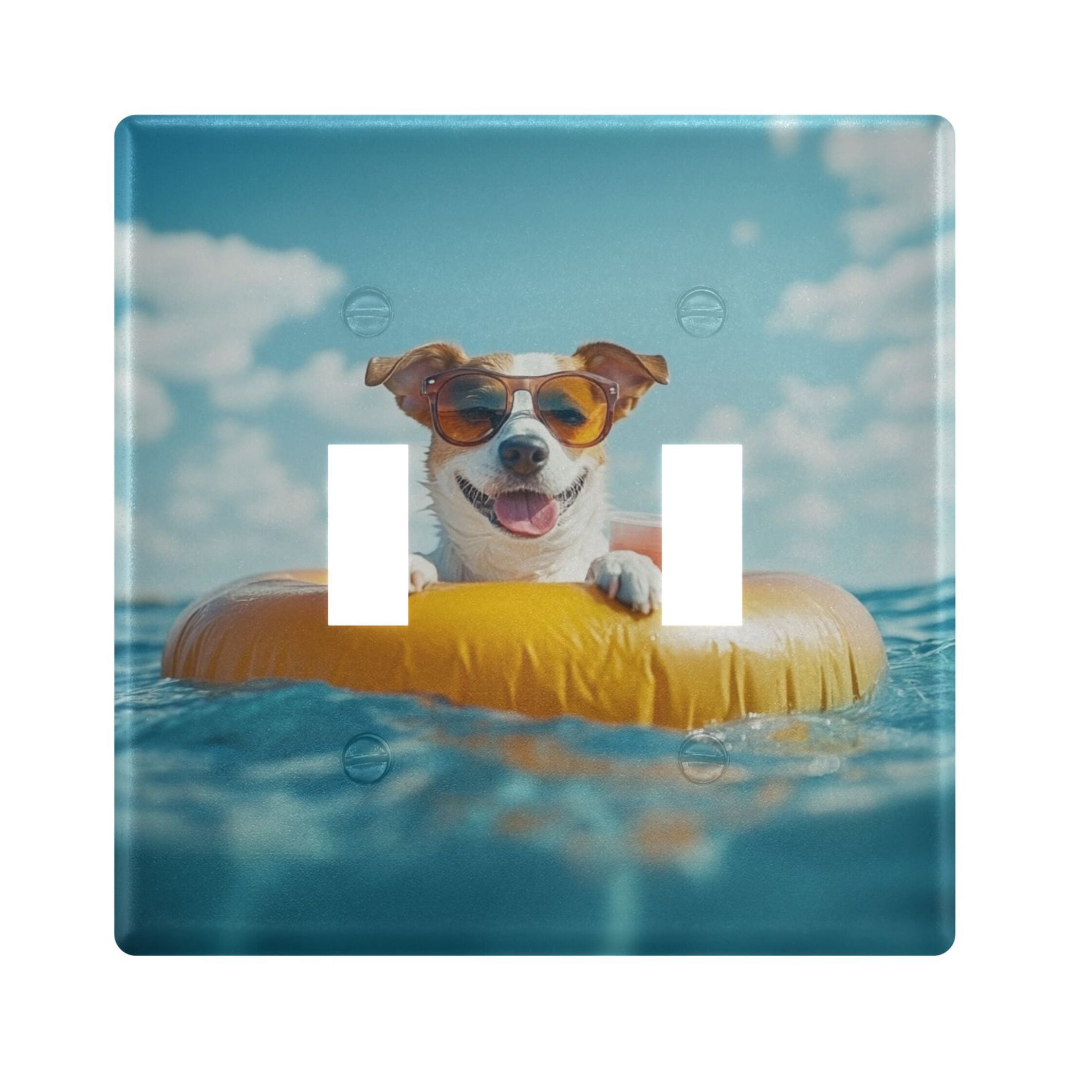 Dog with Sunglasses Drink Swimming Light Switch Cover Electrical Outlet ...