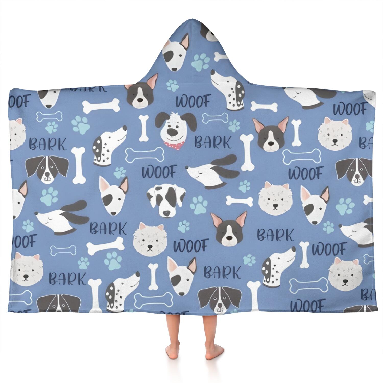 Dog with Woof and Bark Hooded Bath Towel，50"x30" for Ages 3 To 12 Kids ...