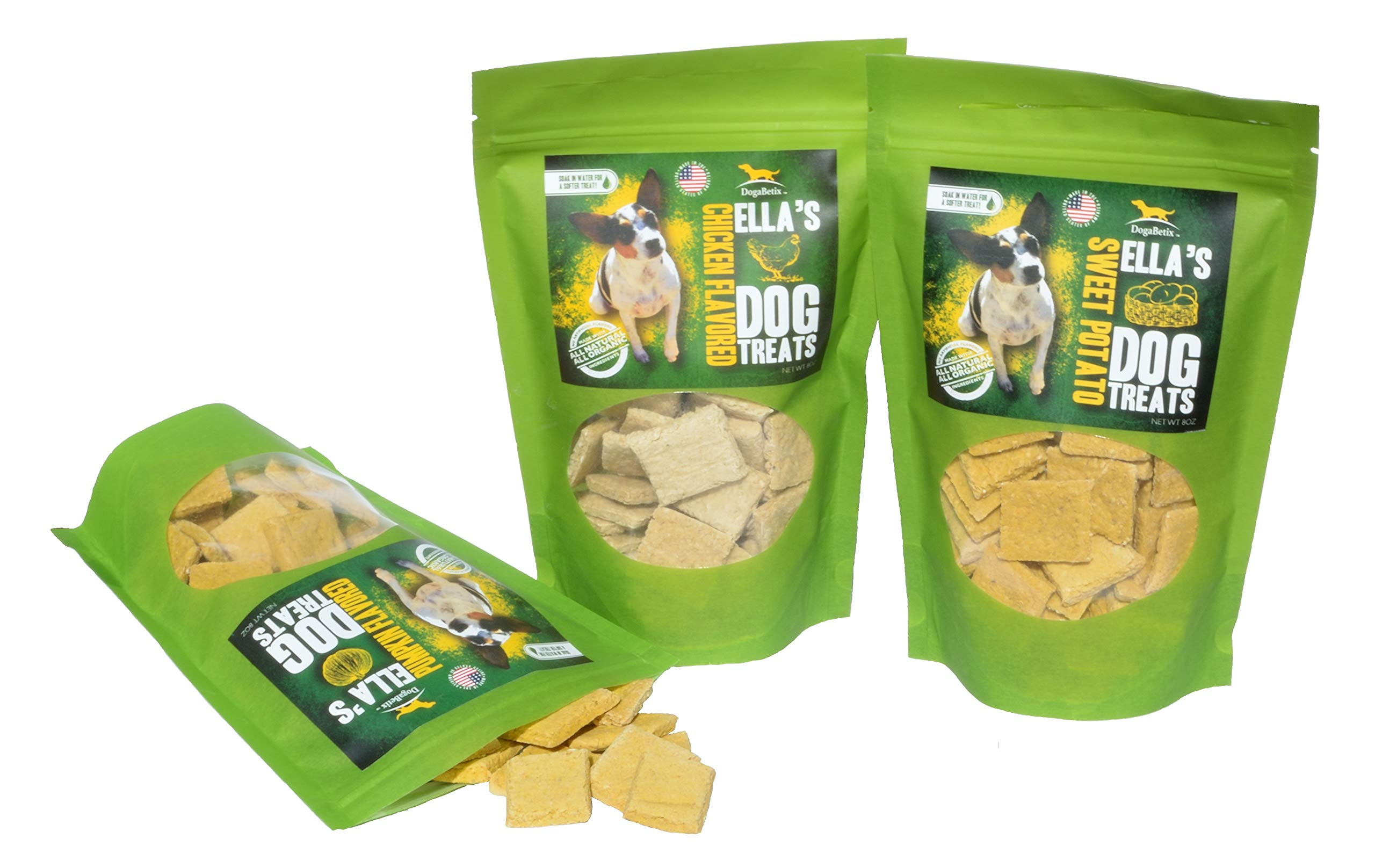 DogaBetix Ella's Diabetic Dog TGF4 Treats 24 oz - 3 Flavors -Low ...