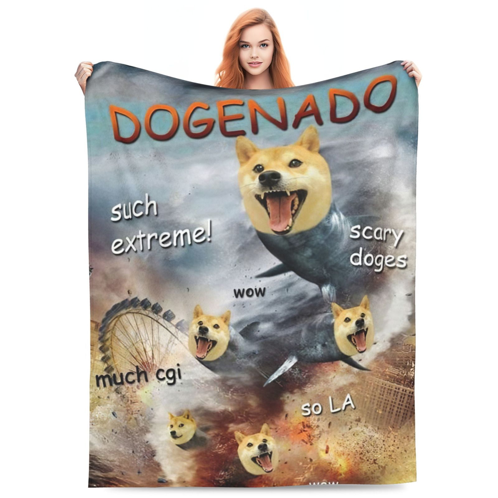 Doge Dogenado Flannel Blanket Funny Ultra-Soft Micro Warm Throw Blanket ...