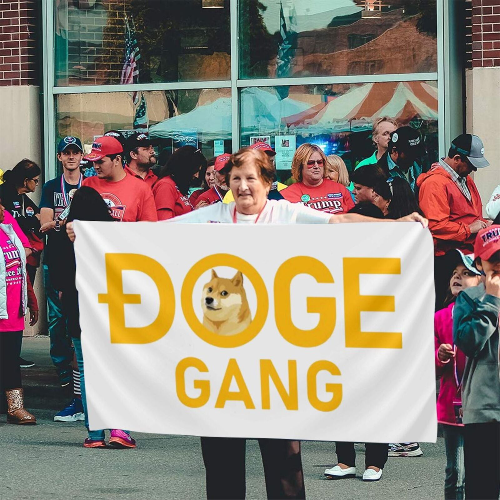 Dogecoin Doge Gang Banner Breeze Flag Double sided Outdoor Flags Home ...