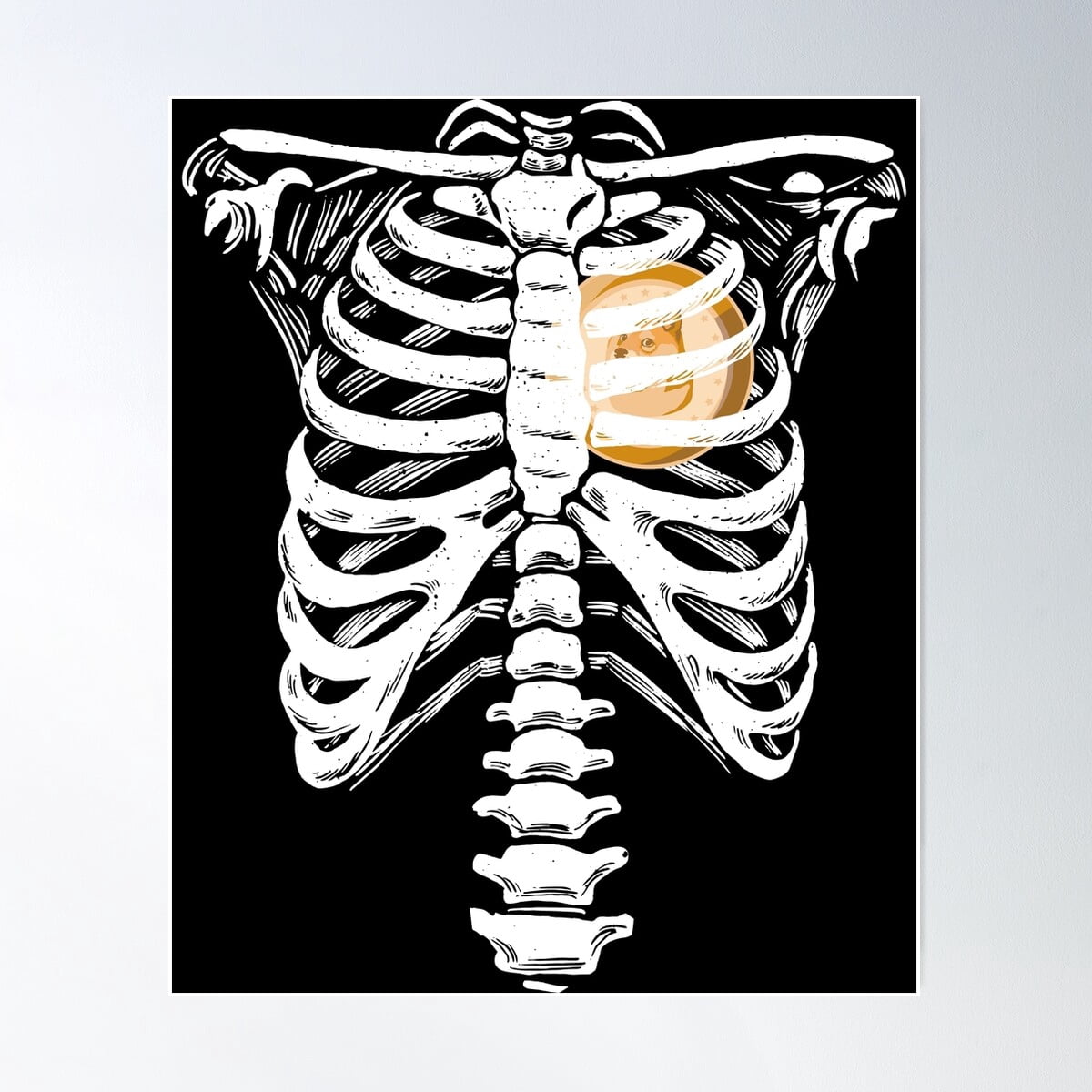 Dogecoin Heart Skeleton Rib Cage Love Doge Hodl Skeleton Gear Poster ...