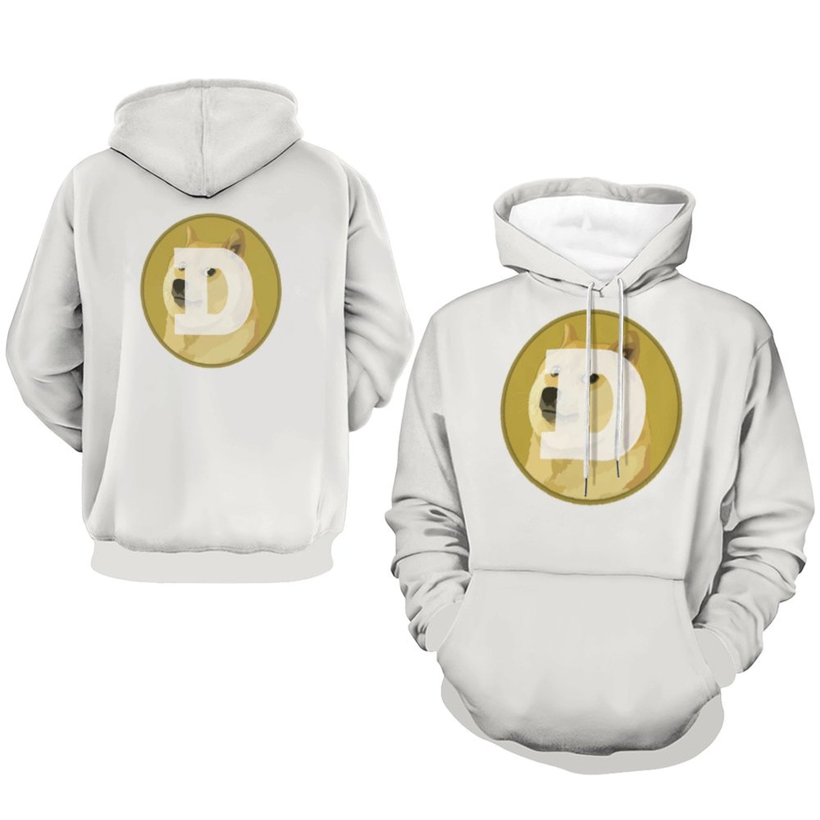 Dogecoin Logo Hoodies for Men Women, Pullover Hoodie with Kangaroo ...