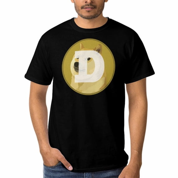 Dogecoin Logo T-Shirts for Men, Casual Crew Neck Tee Shirts, Unisex ...