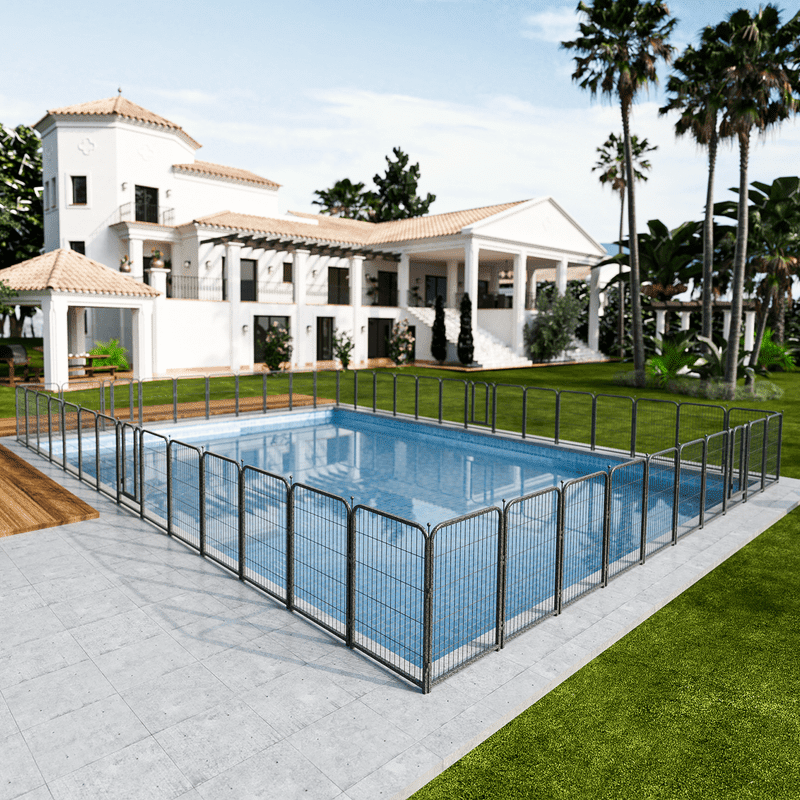 Dogelsy Metal Swimming Pool Fence 109ft (L) × 40in (H) with 48 Panels, Inground Pool Safety ...