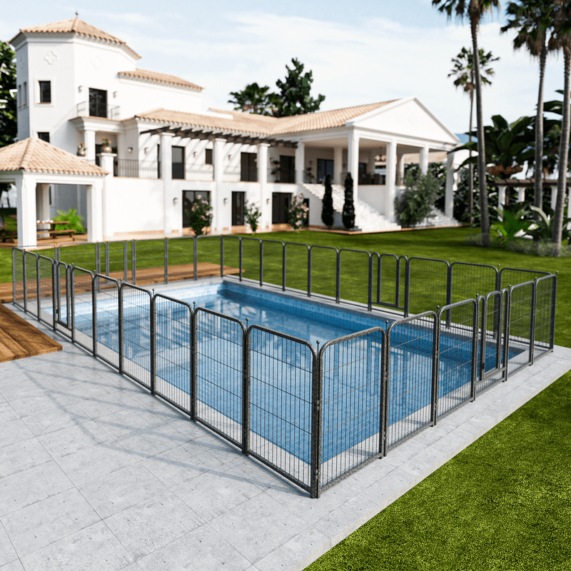 Dogelsy Metal Swimming Pool Fence 73ft (L) × 40in (H) with 32 Panels ...