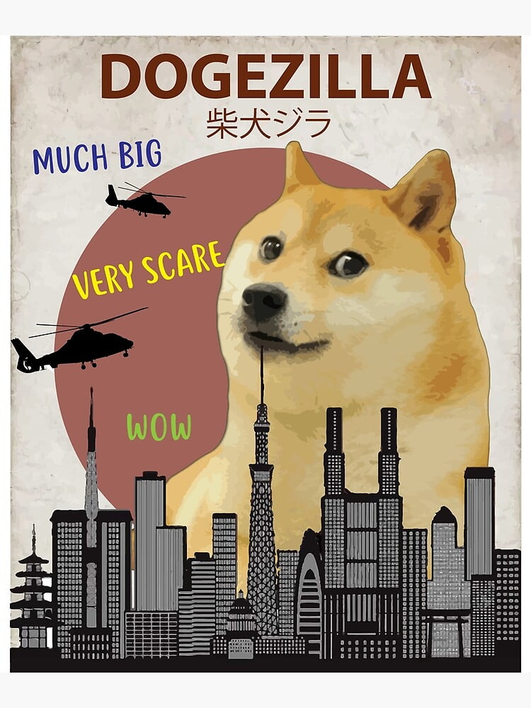 Dogezilla - Funny Doge Meme Giant Shiba Inu Canvas Poster Decor ...