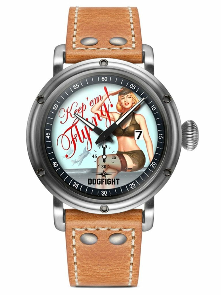 Dogfight Pin-Up Collection KEEP'EM FLYING Brown Leather Mens Pilot ...