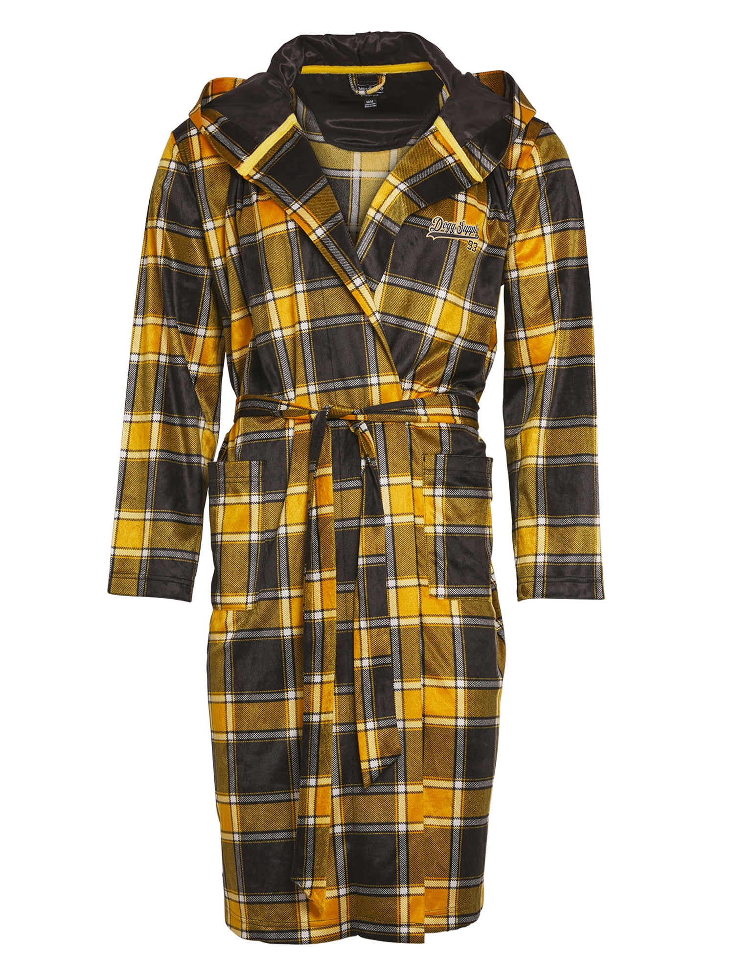 Dogg Supply Men's Long Sleeve Microfleece Hooded Lounge Robe with ...