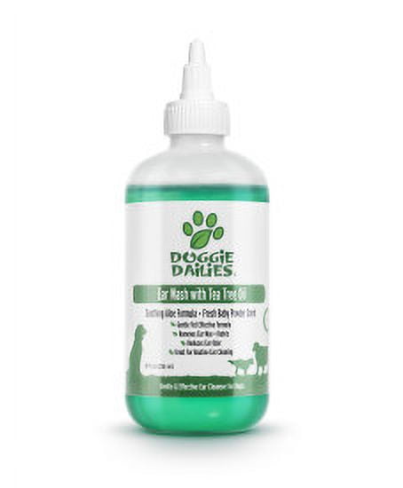 Doggie Dailies Pet Ear Cleaner, Tea Tree Oil, Witch Hazel and Soothing ...