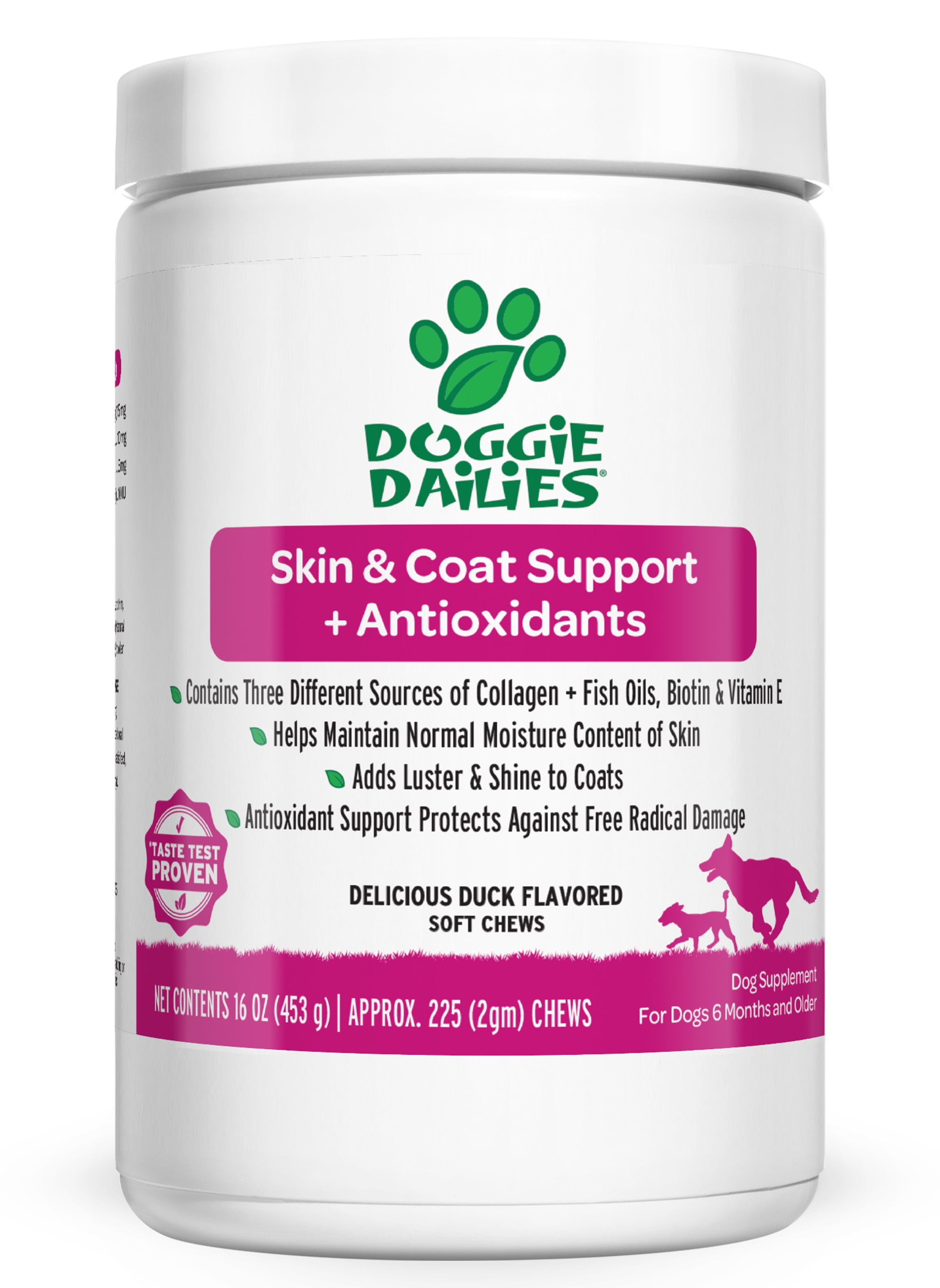 Doggie Dailies Skin & Coat Supplement + Antioxidant Support, 225 Soft ...