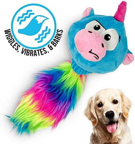 Doggie Pal Unicorn Interactive Plush Dog Toys (Wiggles, Vibrates, and ...