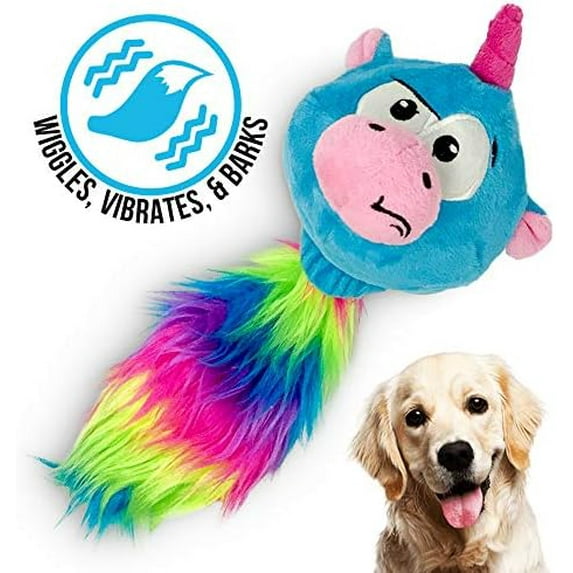 Doggie Pal Unicorn Interactive Plush Dog Toys (Wiggles, Vibrates, and ...