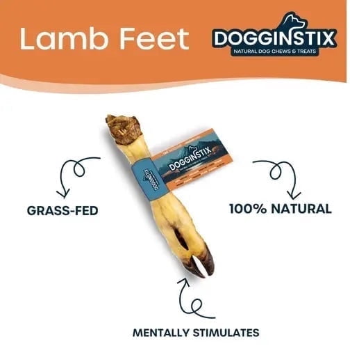 Dogginstix Natural Dog Chew Lamb Foot, Pet Food Treat - Natural Lamb ...
