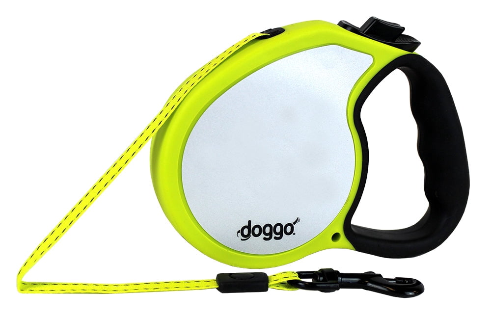 Doggo DGO-RLSH-NY-SM Reflective Retractable Leash, Small, 13', Neon ...