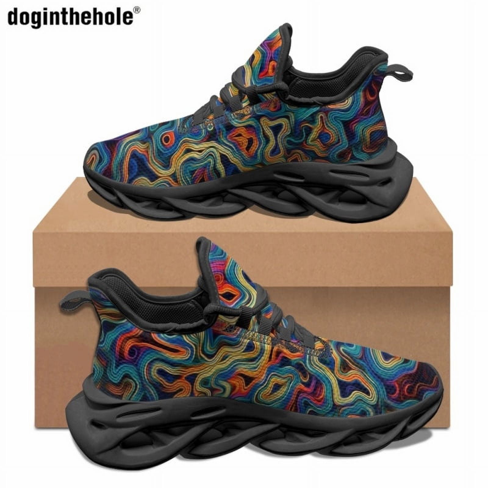 Doginthehole Color Gradient Swirl Design Pattern Casual Shoes Ladies ...