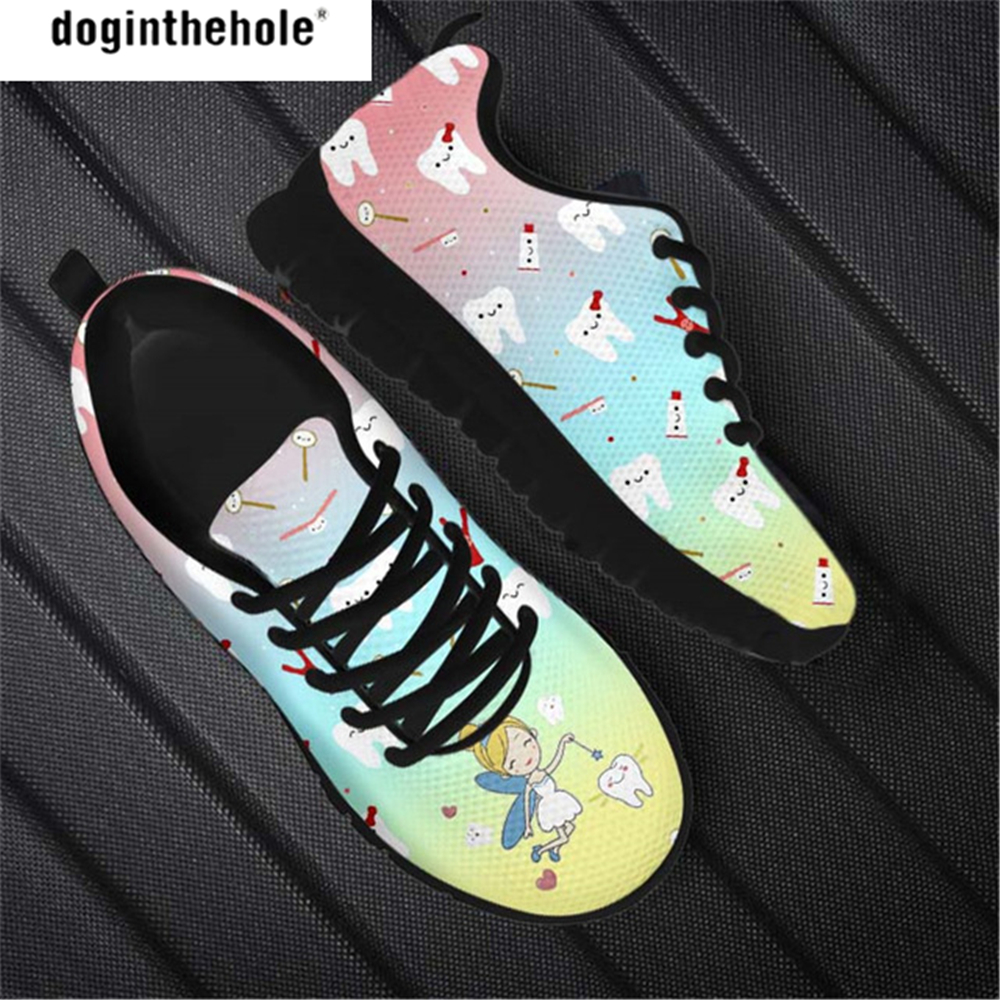 Doginthehole Ladies Sneaker Breathable Lace Up Shoe for Women Cute ...