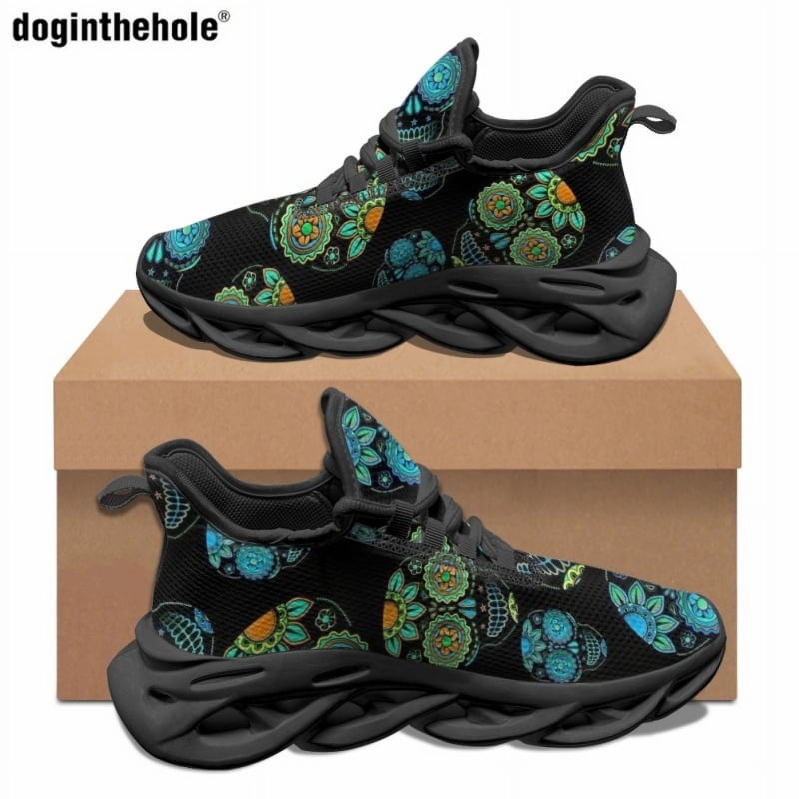 Doginthehole Skull Rose Design Flat Shoes Fashion Trend Street Gothic ...