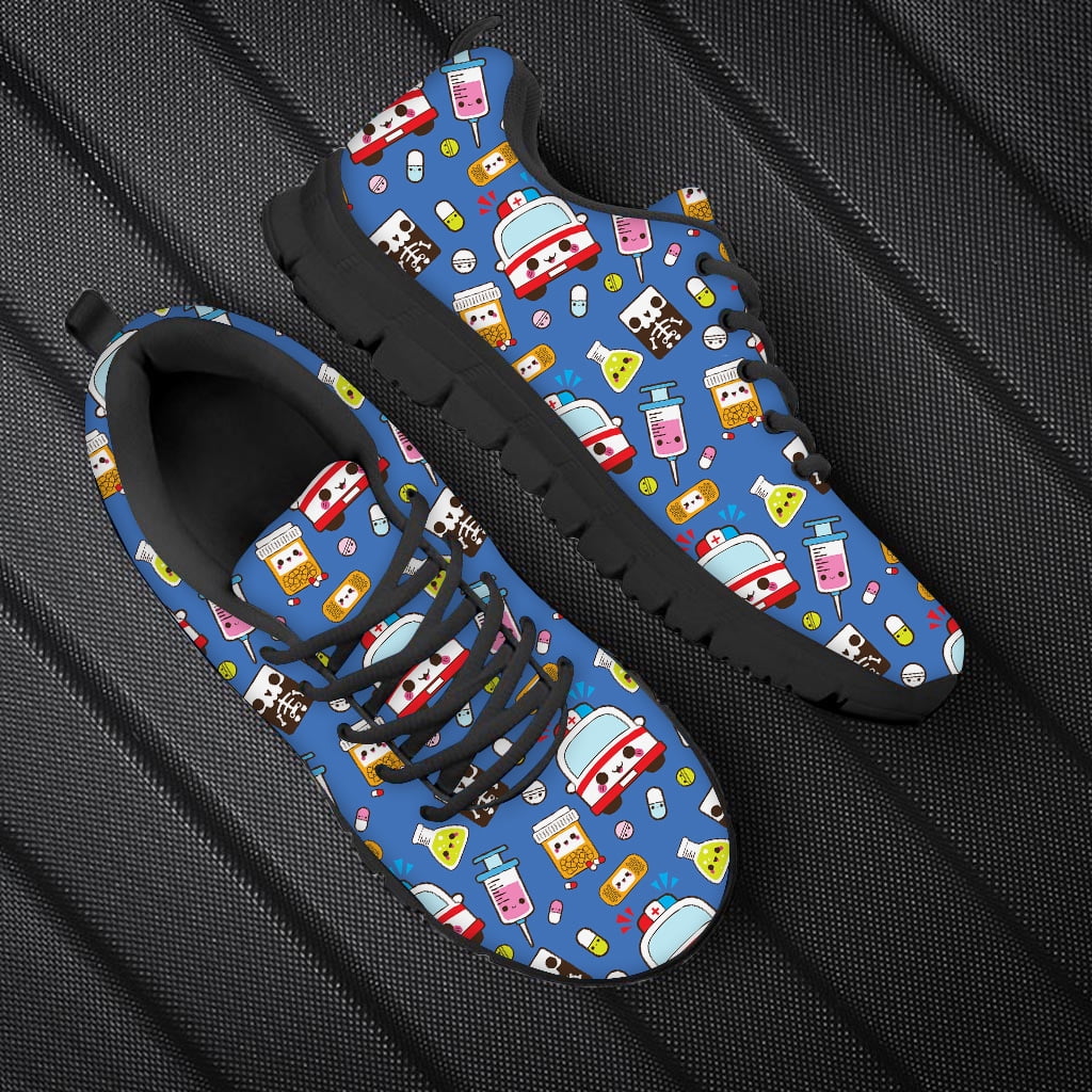 Doginthehole Spring Autumn Sneakers Cute Ambulance Cartoon Print Nurse ...