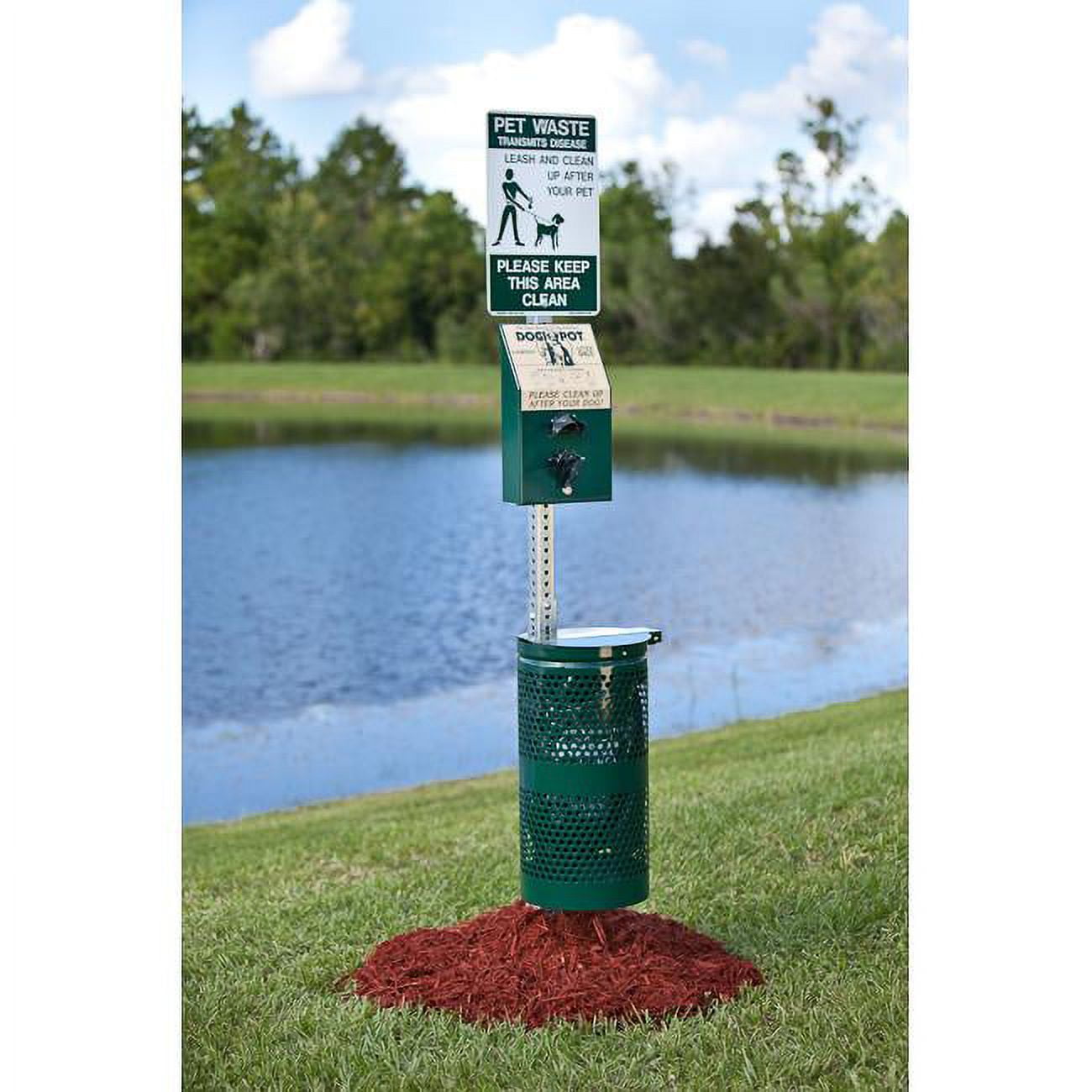 Dogipot 1003A-L Aluminum Pet Waste Station with Outdoor Trash Bin, Lid ...