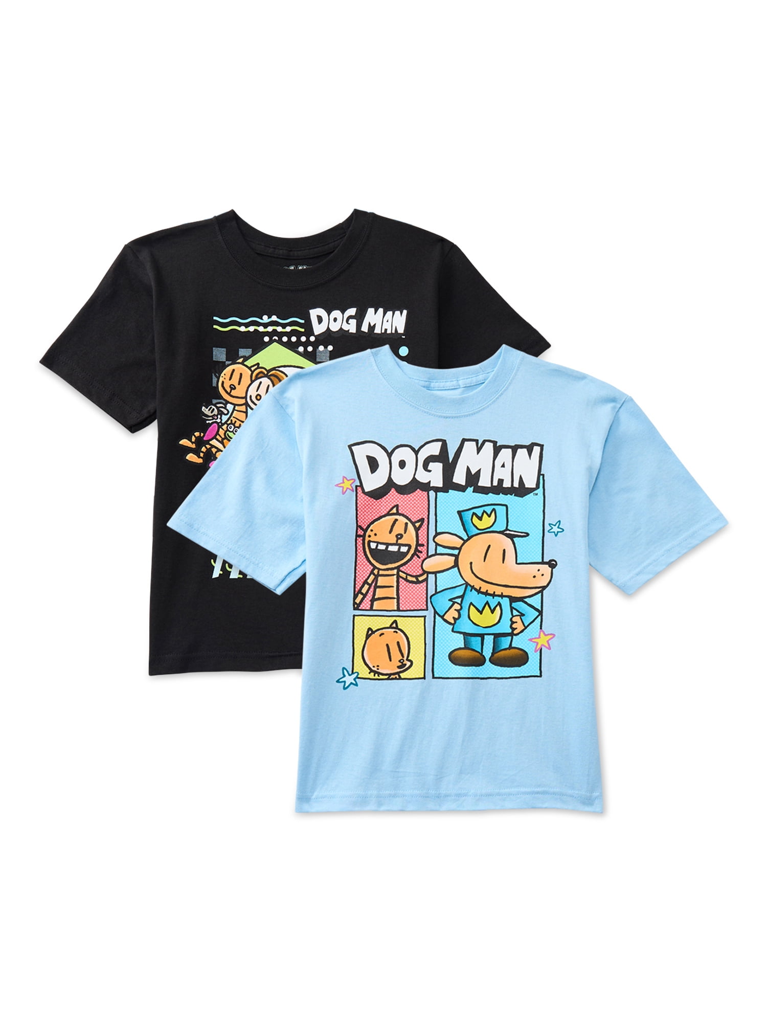 Dog Man Boys Graphic Tee with Short Sleeves, 2-Pack, Sizes XS-2XL ...
