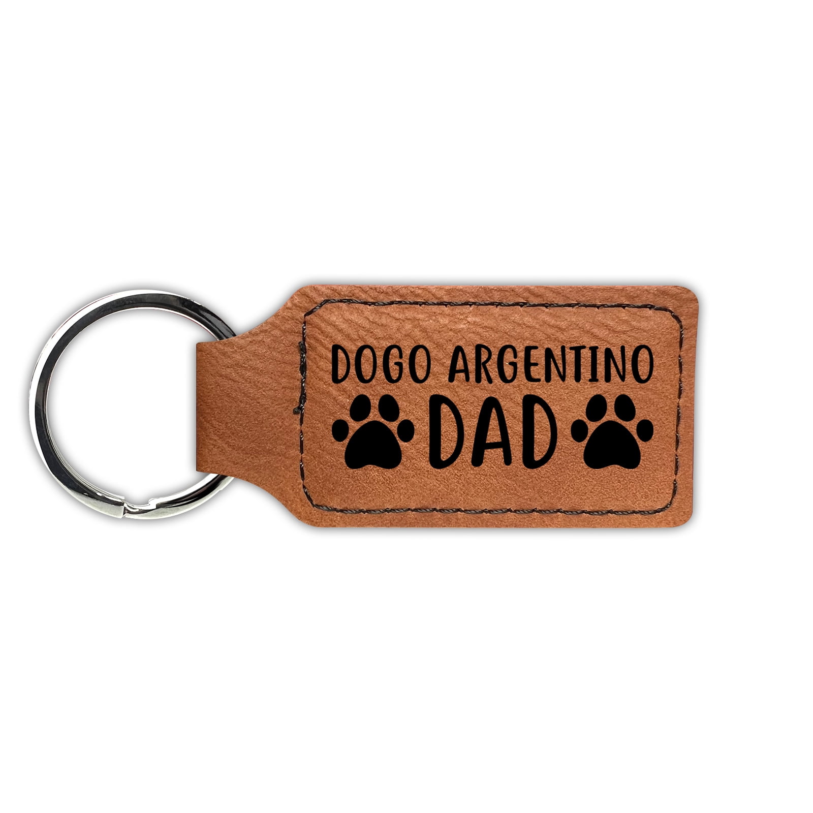 Dogo Argentino Dad Keychain Leatherette Rectangle - Laser Engraved ...