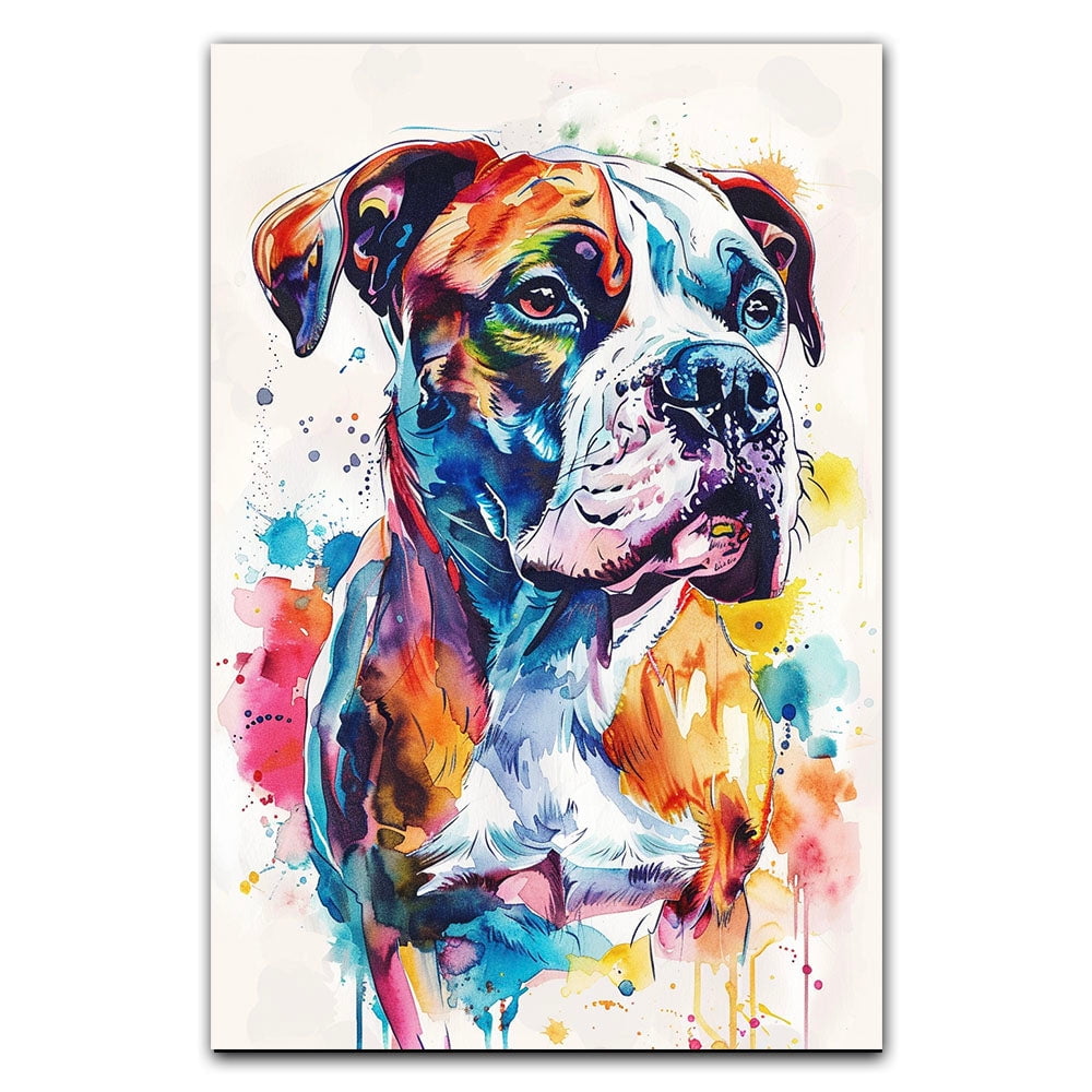 Dogo Argentino Dog Poster Wall Art, Modern Cute Colorful Puppy Poster ...