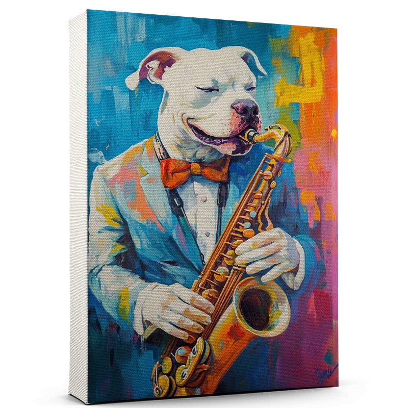Dogo Argentino Dog Saxophone Art Stretched Canvas Size 8x12 – Dogo ...