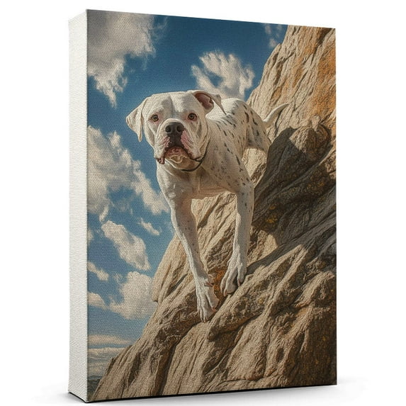 Dogo Argentino Dog Stretched Canvas Size 8x12 Climbing Canvas – Funny ...