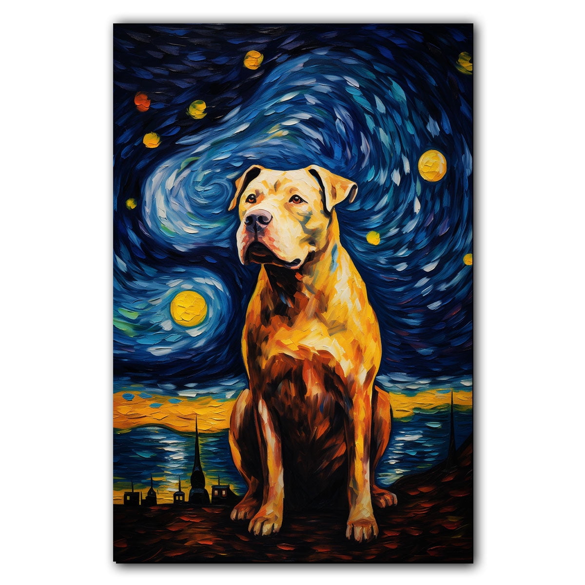 Dogo Argentino Dog Unframed Starry Night Van Gogh Inspired Dog Pet ...