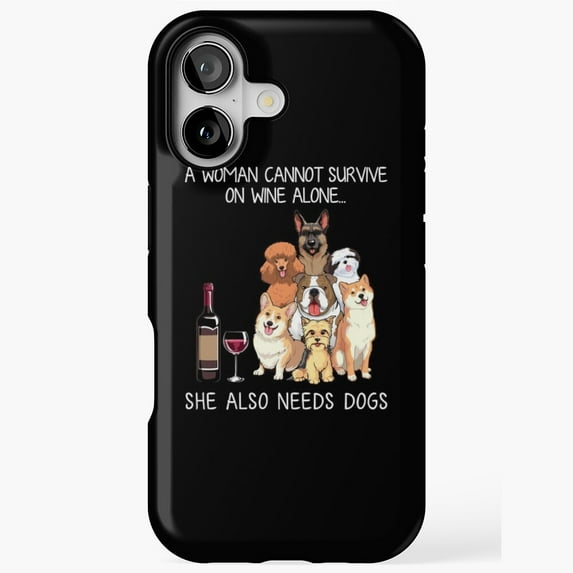 Dogs And Wine Funny Gift Art Case for iPhone 11 12 13 14 15 16 17 Pro ...