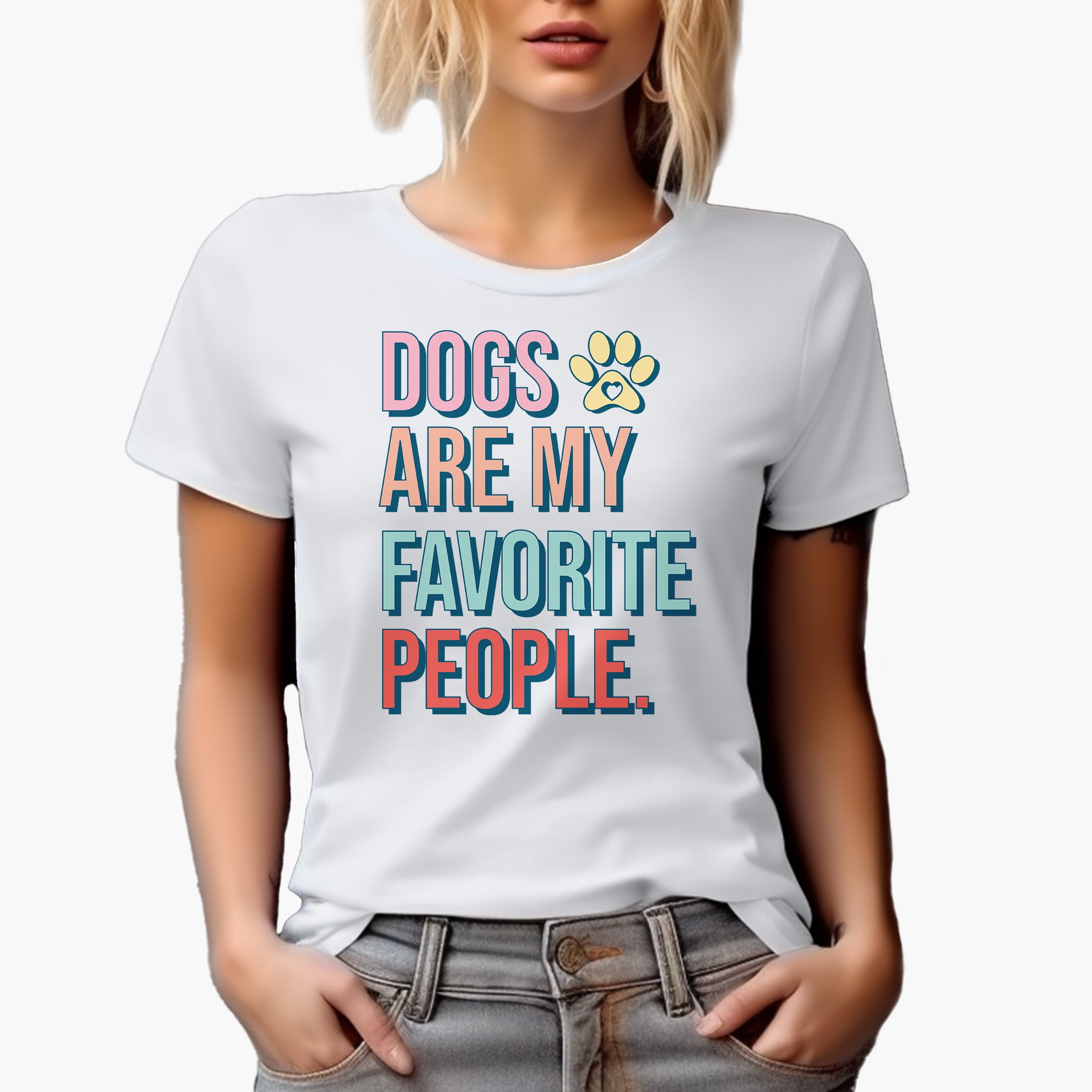 Dogs Are My Favorite People with a Paw Merch Gift, White T-Shirt, XL ...