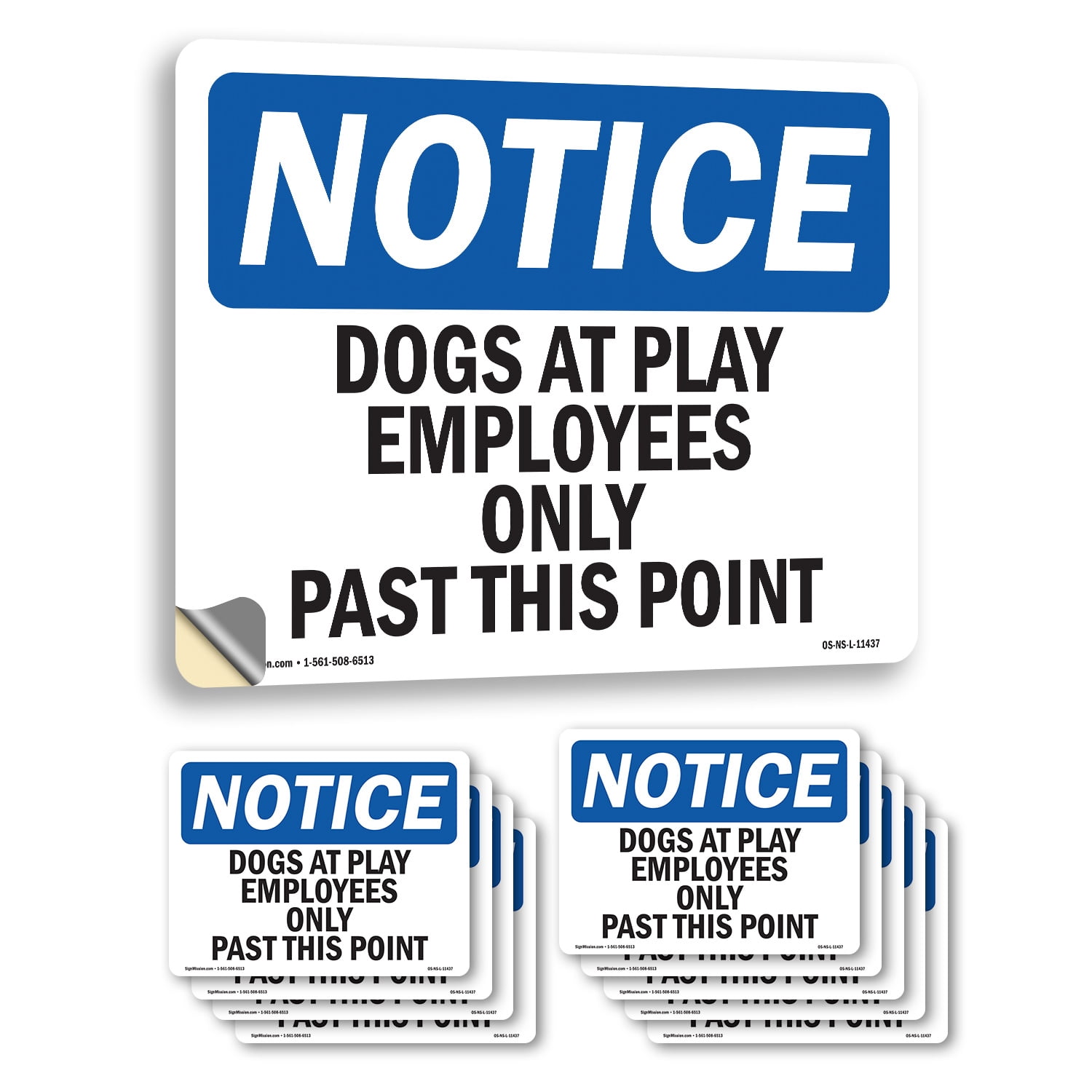 Dogs At Play Employees Only Past This Point OSHA Notice Vinyl Decal ...