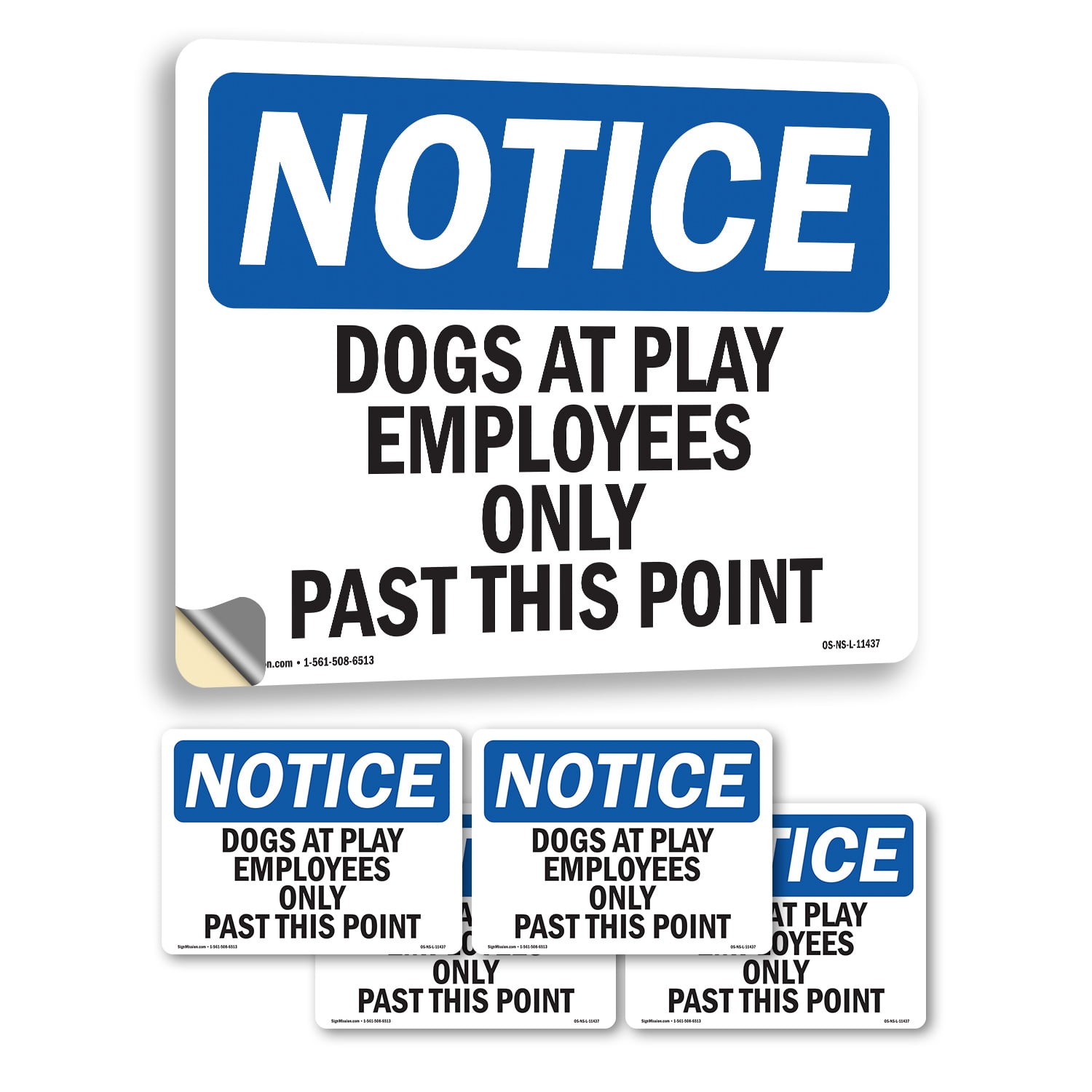 Dogs At Play Employees Only Past This Point OSHA Notice Vinyl Decal ...