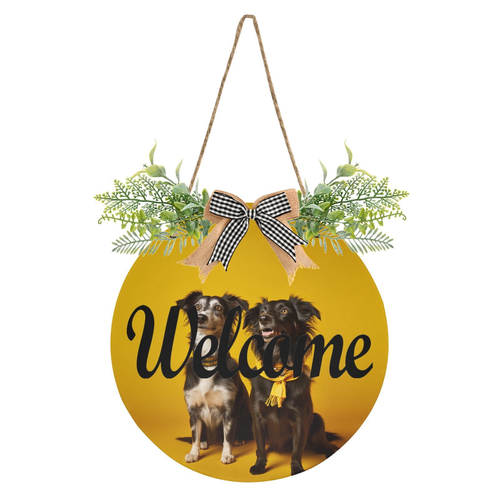 Dogs Black Welcome Sign for Front Door Wreath Door Sign for Farmhouse ...