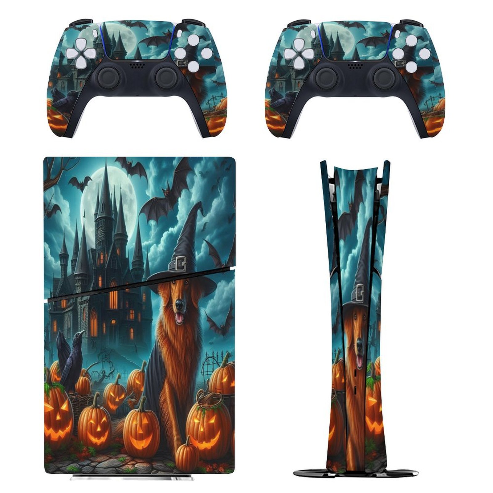 Dogs, Castles, Jack-o '-lanterns PS5/PS5 Slim Digital Disc Skin Sticker ...