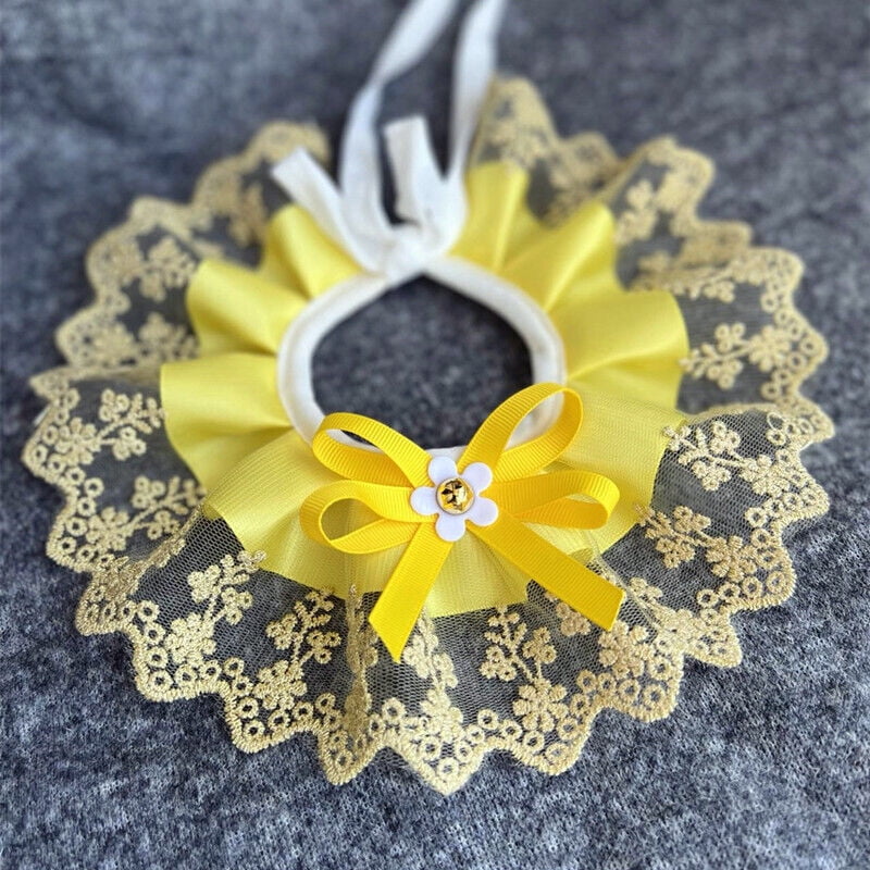 Dogs Cats Lace Bibs Cat Necklace Decor Burp Cloth Bowknot Pet Collar ...